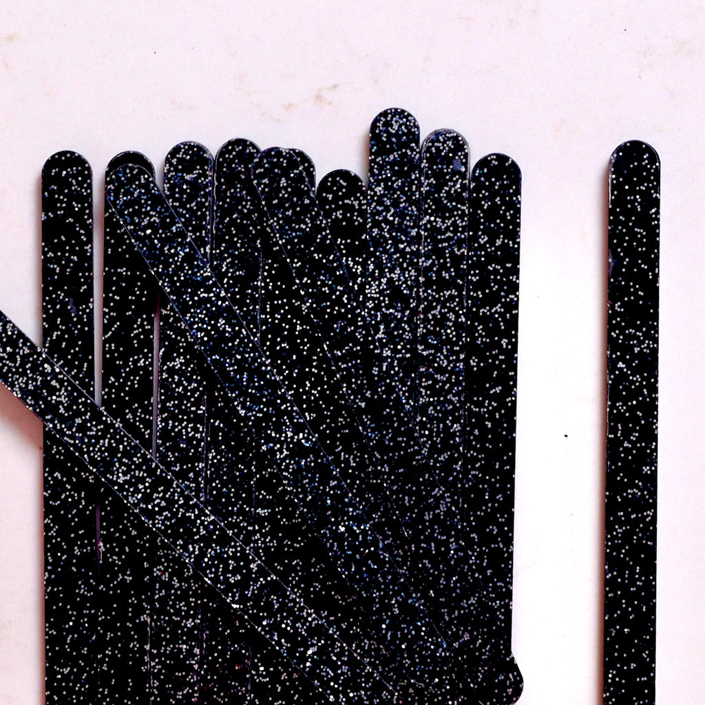 24 Black Glitter Popsicle Sticks – The Sugar Art, Inc.