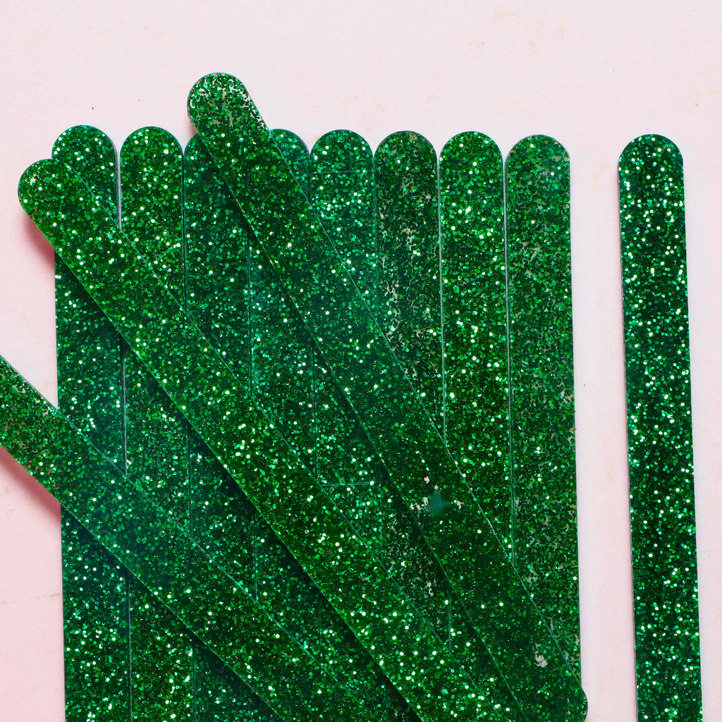 24 Emerald Green Glitter Popsicle Sticks – The Sugar Art, Inc.